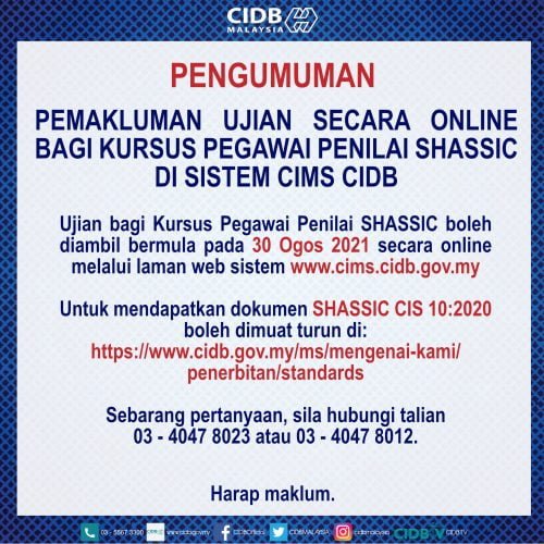 Pemakluman Ujian Secara Online Bagi Kursus Pegawai Penilai SHASSIC ...