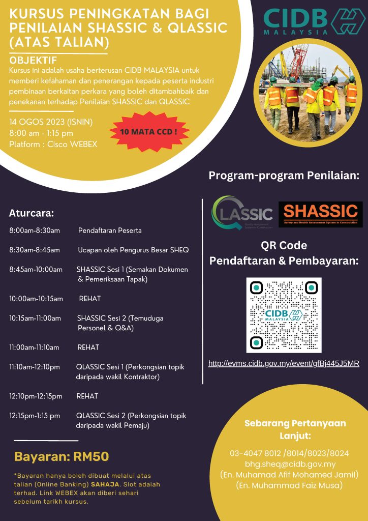 Kursus Peningkatan Skor Bagi Penilaian SHASSIC & QLASSIC 14 Ogos 2023 ...