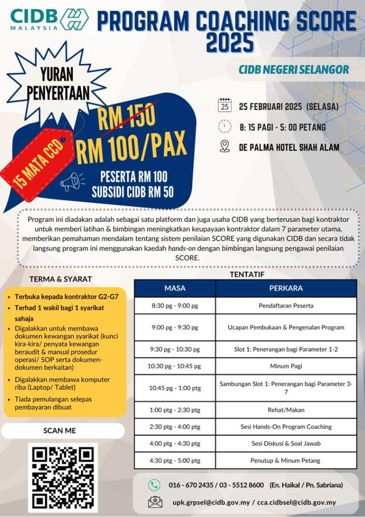 PROGRAM COACHING SCORE 2025 CIDB NEGERI SELANGOR | CIDB HQ
